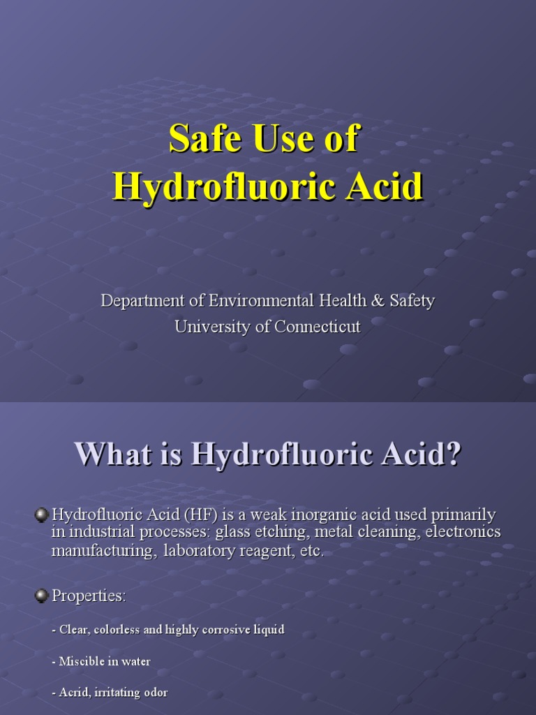 Safe Handling of Hydrofluoric Acid | PDF | Chemical Compounds ...