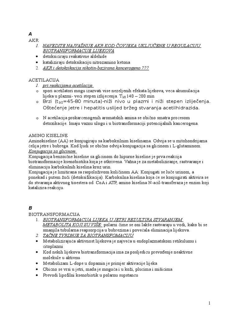 Biohemija Lijekova Trijaze | PDF