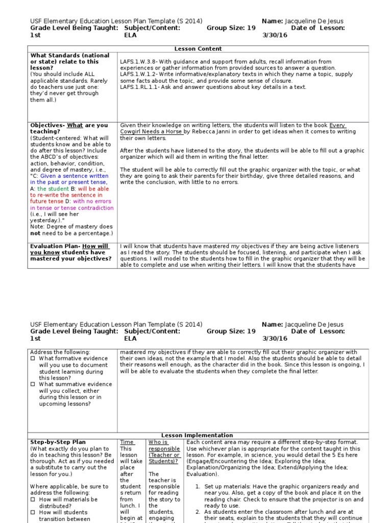 Lesson On Writing A Letter | PDF | Lesson Plan | Applied Psychology
