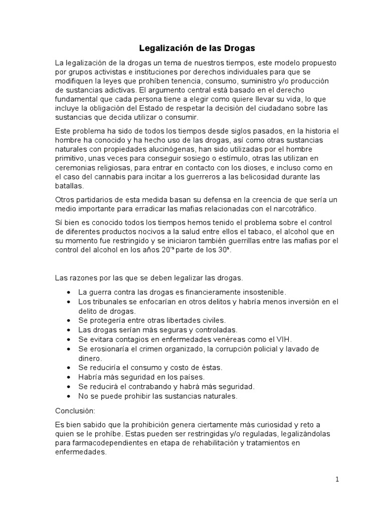 Legalización De Las Drogas Pdf Comercio Ilegal De Drogas Drogas