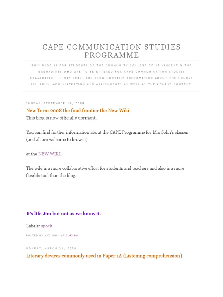 CAPE Communication Studies Overview | PDF | Multilingualism | Bias