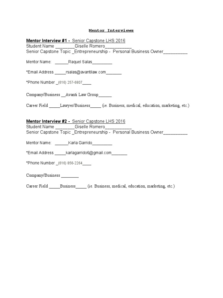 Mentor Interviews on Entrepreneurship | PDF | Career & Growth