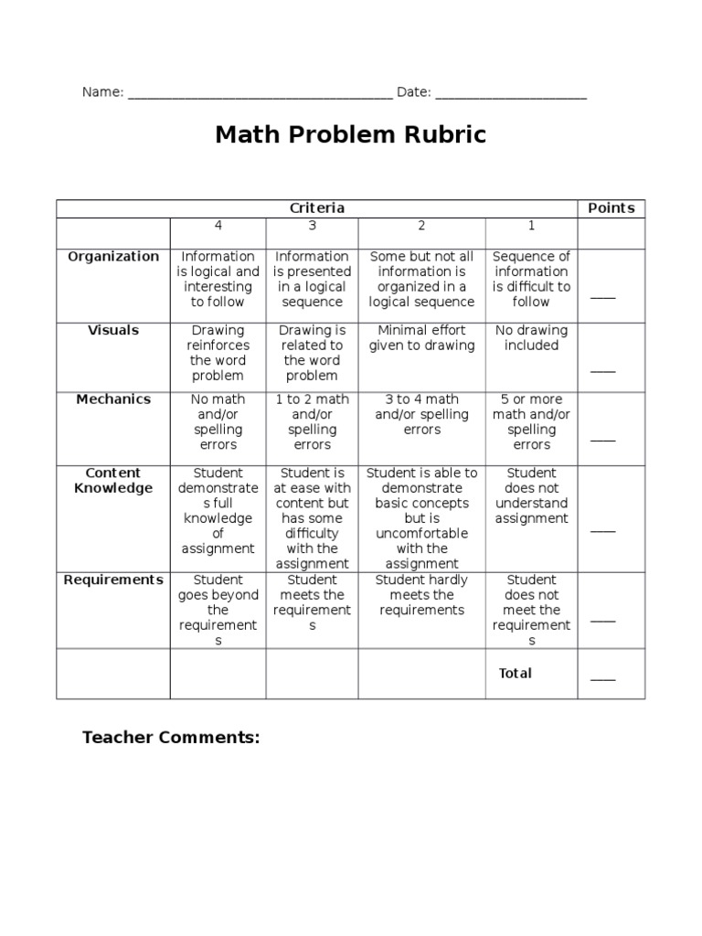 Math Problem Rubric | PDF