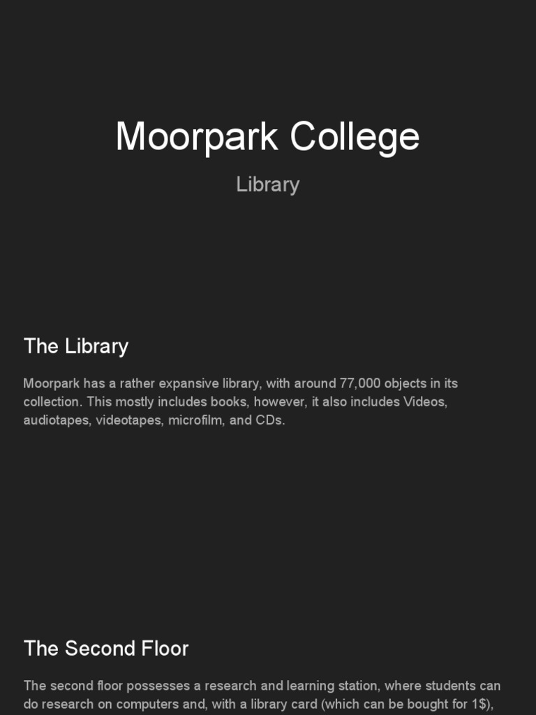 Moorpark College Library Overview | PDF