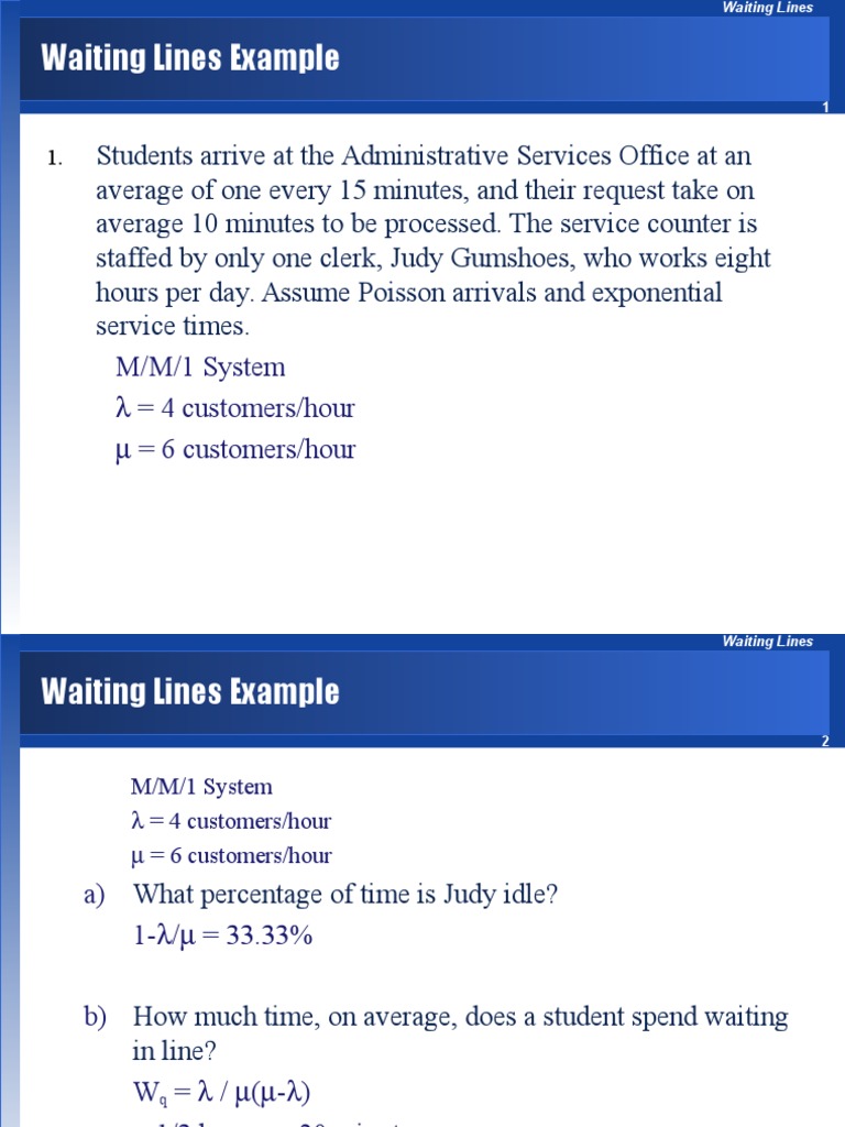 Waiting Lines Problems Usc | PDF | Poisson Distribution | Teaching ...