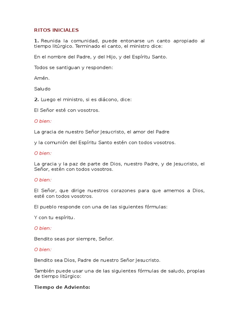 Ritos Iniciales en la Liturgia | PDF | eucaristía | Misa (liturgia)