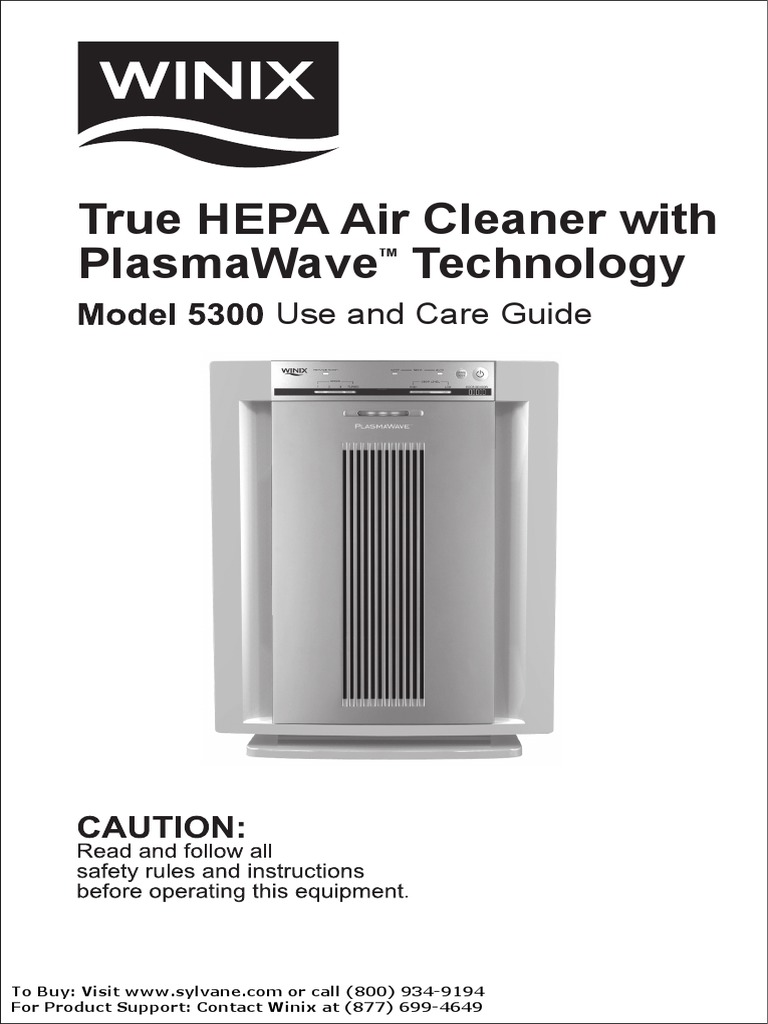 Winix 5300 Plasmawave Air Cleaner Owners Manual | PDF | Implied ...