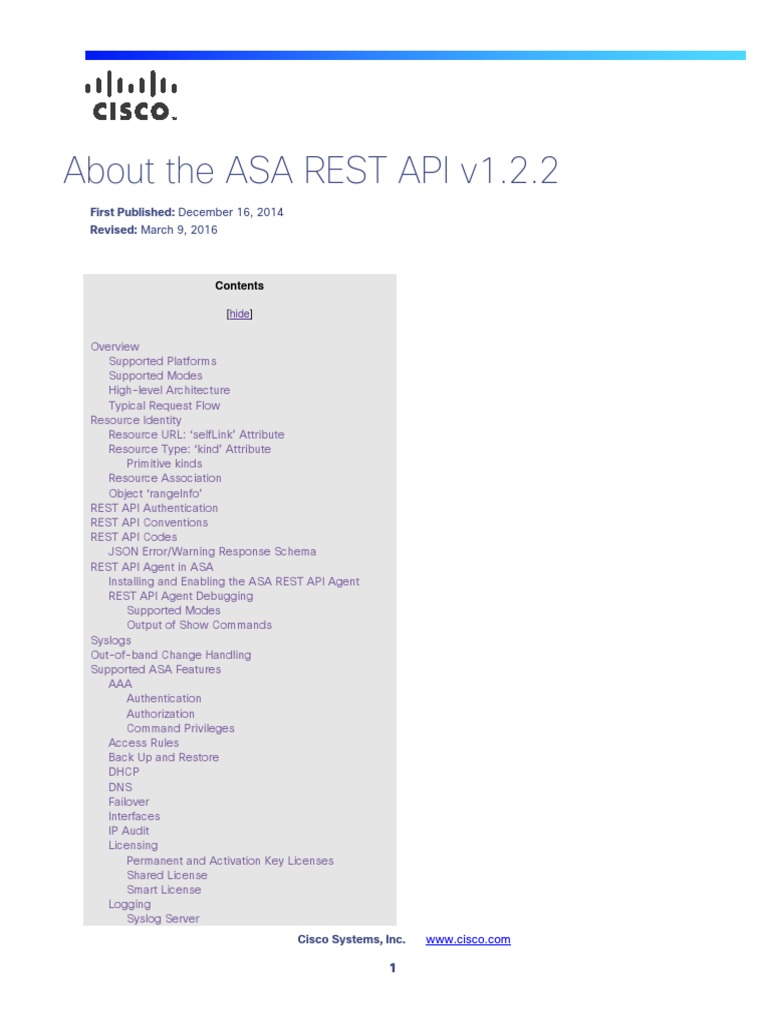 About The Asa Rest Apiv1.2.2 | PDF | Hypertext Transfer Protocol ...