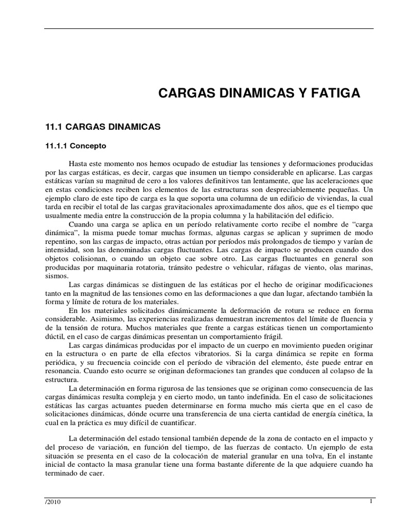 Cargas Dinámicas y Fatiga en Estructuras | PDF | Fatiga (material ...