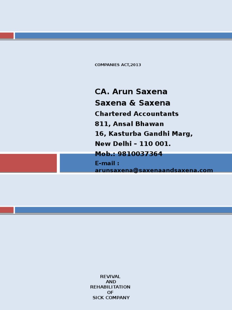 Revival of Sick Companies | PDF | Liquidation | Private Law