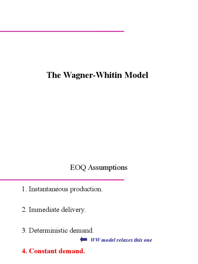 Wagner Whitin Method | PDF | Inventory | Algorithms
