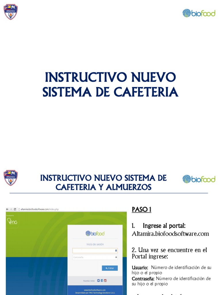 Instructivo Biofood Cafetería y Programa de Almuerzos | PDF ...