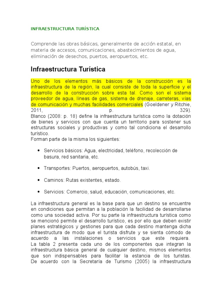 Infraestructura Turistica | PDF | Turismo | Residuos