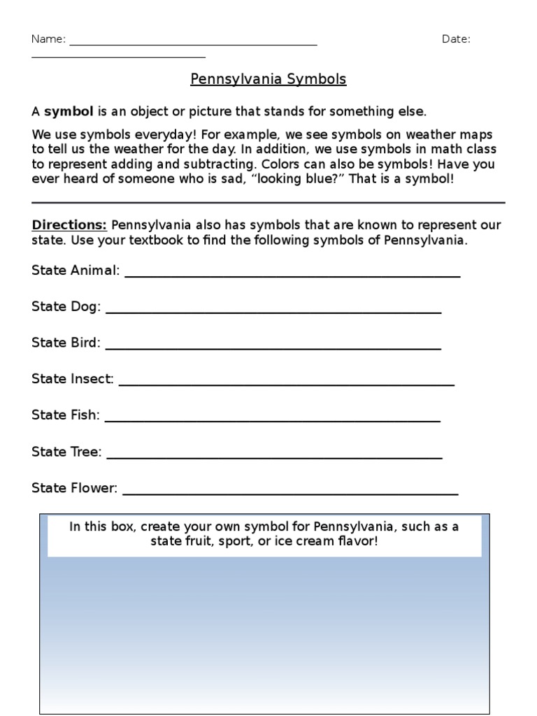 Pennsylvania State Symbols Worksheet | PDF | Organisms | Nature