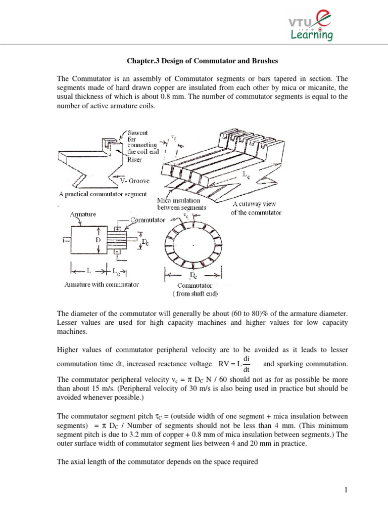 Chapter.3 Design of Commutator and Brushes | PDF | Mechanical ...