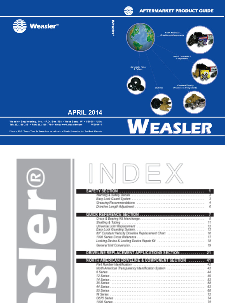 Weasler North American Aftermarket Product Guide | PDF | Bearing ...
