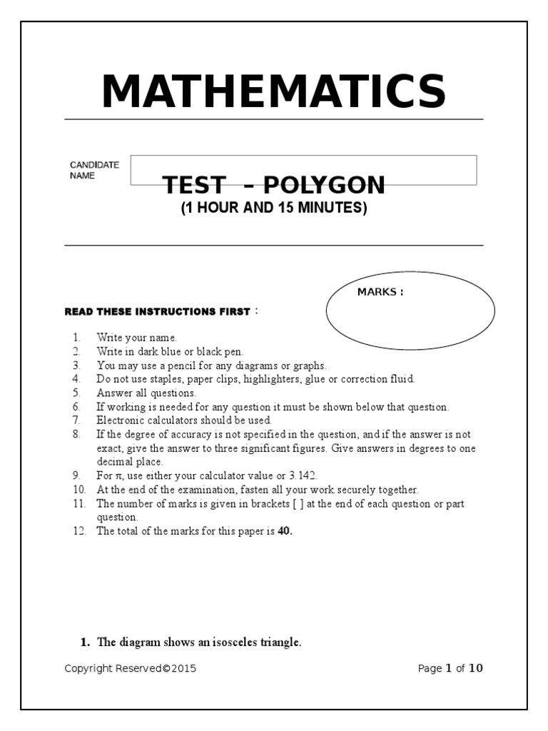 Test - Polygon | PDF | Geometry | Elementary Geometry