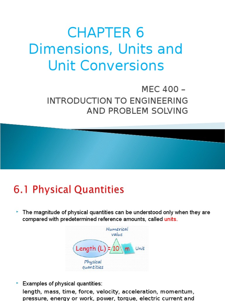 Ch6 Dimension Units Conversion | PDF | Units Of Measurement | Force