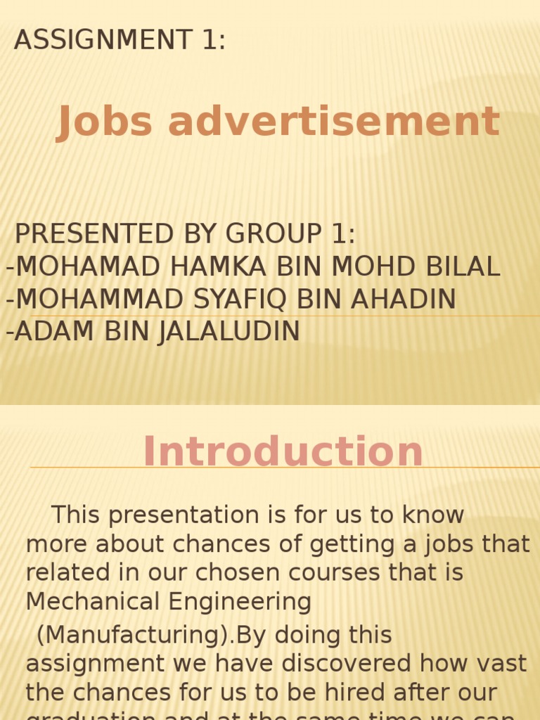Jobs Advertisement: Assignment 1 | PDF | Engineer | Educational Technology