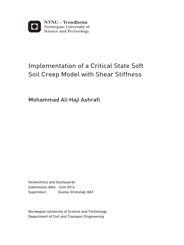 Implementation of A Critical State Soft Soil Creep Model With Shear ...