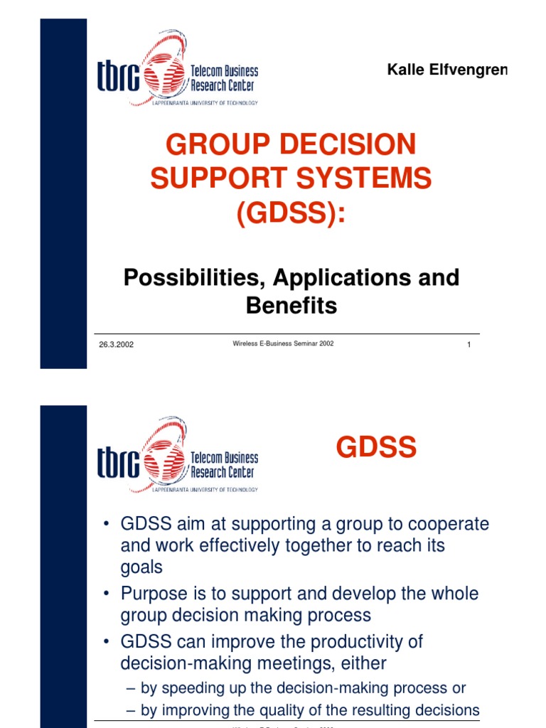 Group Decision Support Systems (GDSS) | PDF | Brainstorming | Decision Making