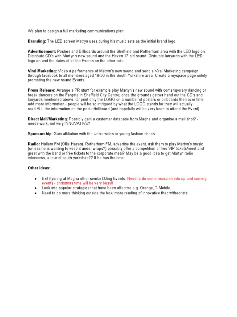 Intial Ideas | PDF