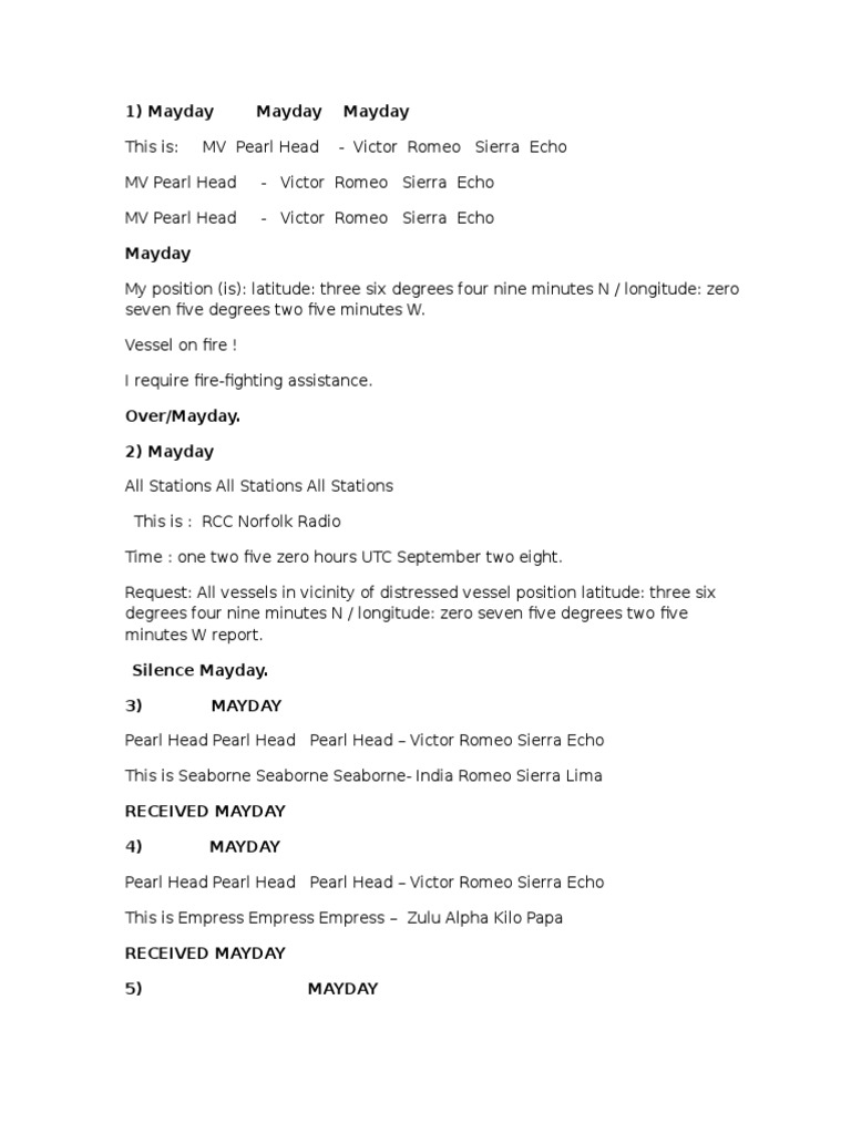 1) Mayday Mayday Mayday | PDF | Ships | Water Transport