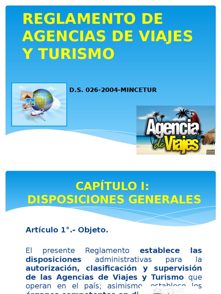 Clase 1 Reglamento de Agencias de Viajes y Turismo | PDF | Agencia de ...