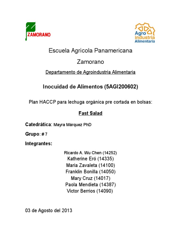 Manual HACCP para Lechuga Pre Cortada | Descargar gratis PDF | Análisis ...