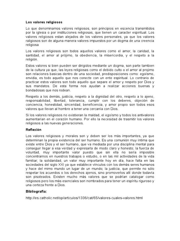 Importancia de los Valores Religiosos | PDF | Tolerancia | Amor