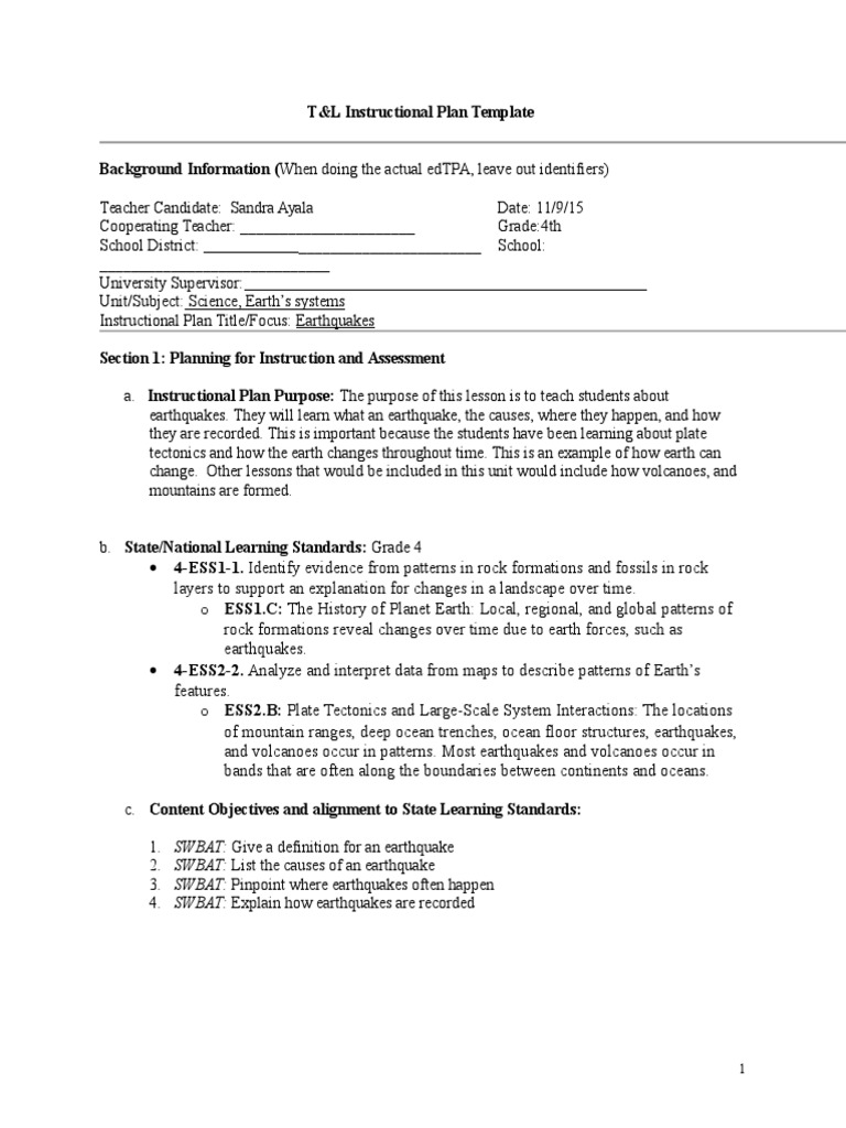 Earthquakes Lesson Plan | PDF | Earthquakes | Plate Tectonics