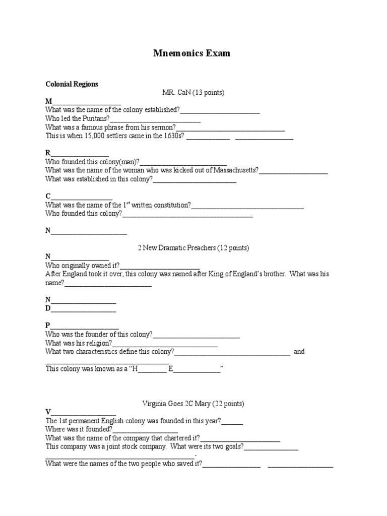 Mnemonics Fall Semester Exam1 | PDF | Federalist Party | Thomas Jefferson