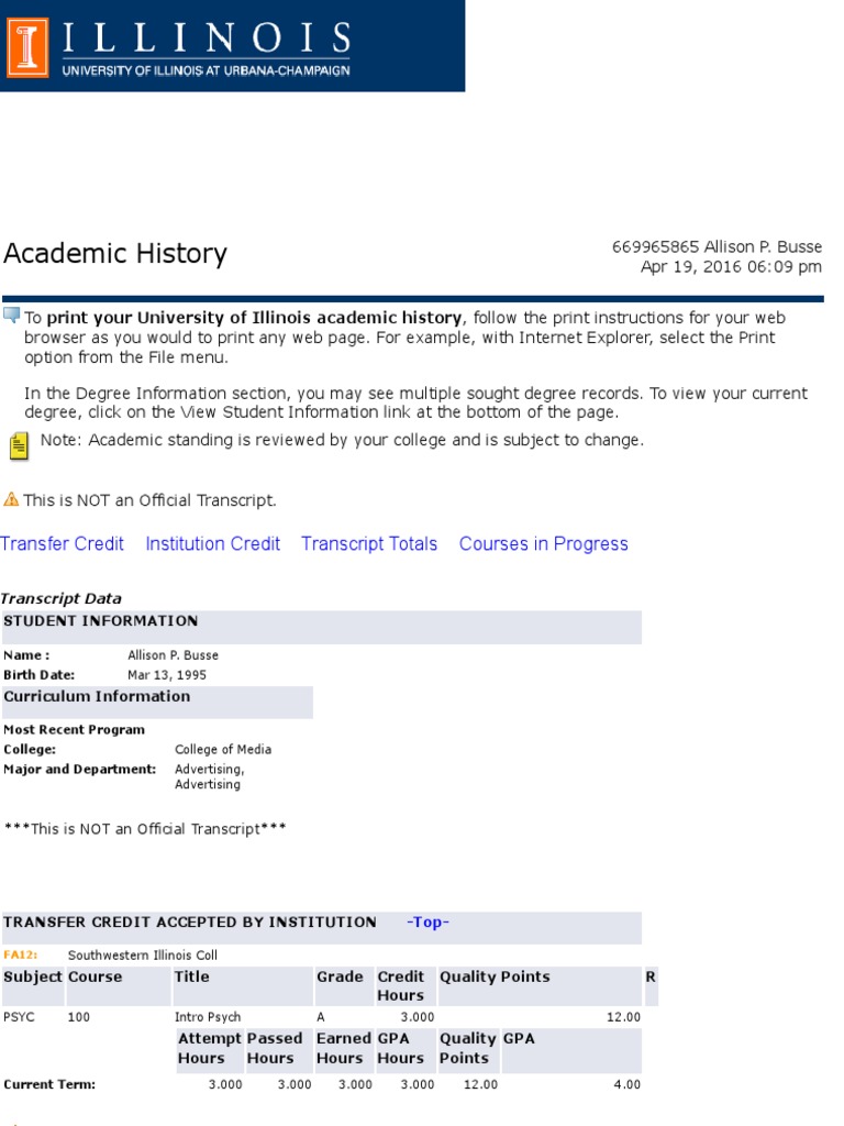 Academic History | PDF | Grading (Education) | Academia