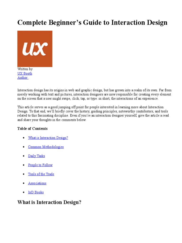 Complete Beginner's Guide To Interaction Design | PDF | Usability ...