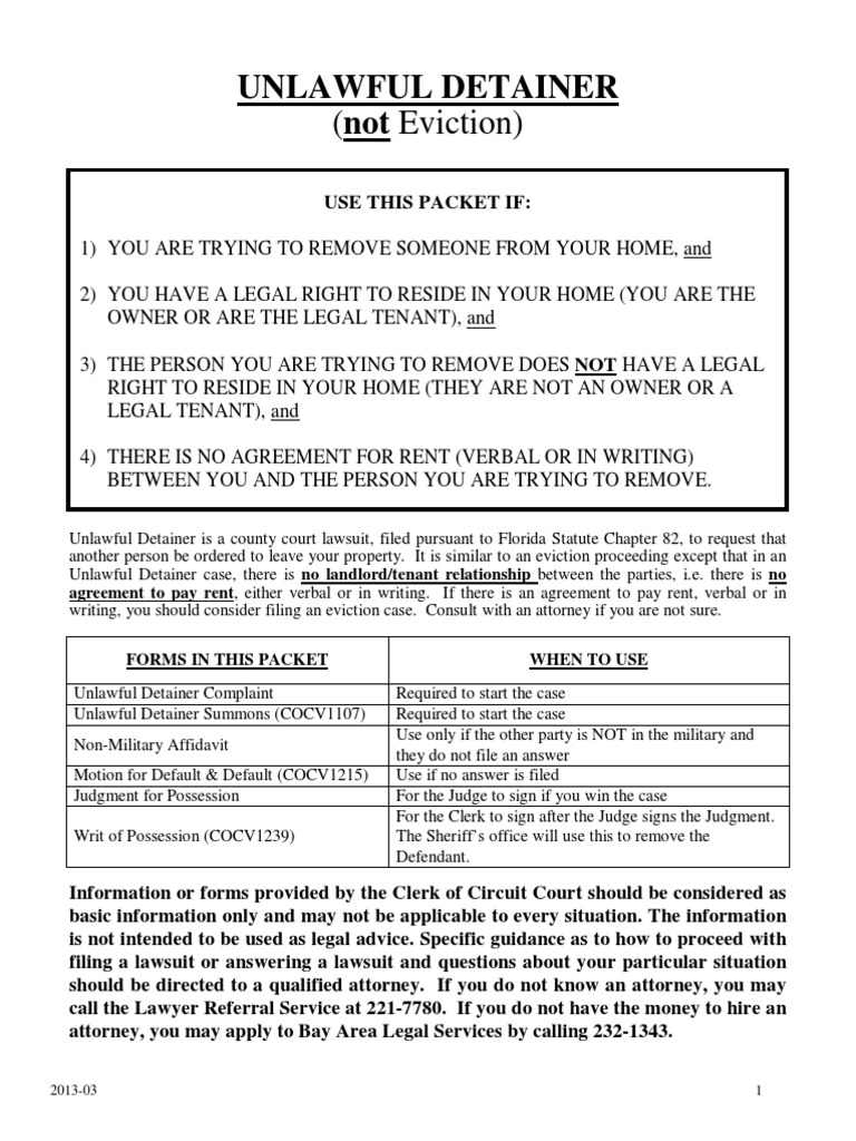 Unlawful Detainer Packet - Revised | PDF | Eviction | Lawsuit