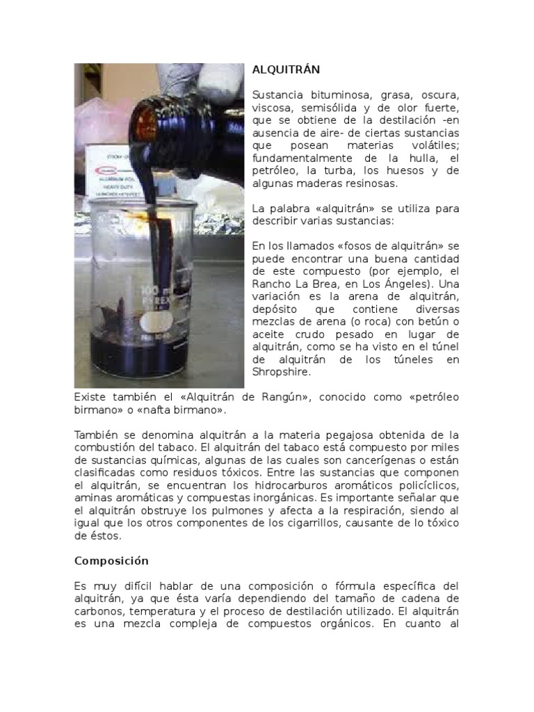 ALQUITRÁn | PDF | Sustancias químicas | Química