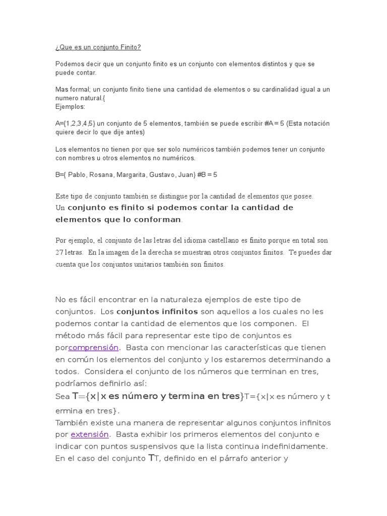 Que Es Un Conjunto Finito | PDF | Conjunto (Matemáticas) | Lógica