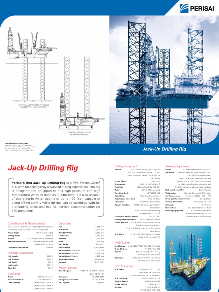 Jack-Up Drilling Rig: General Arrangement Profile (Cantilever Fully ...