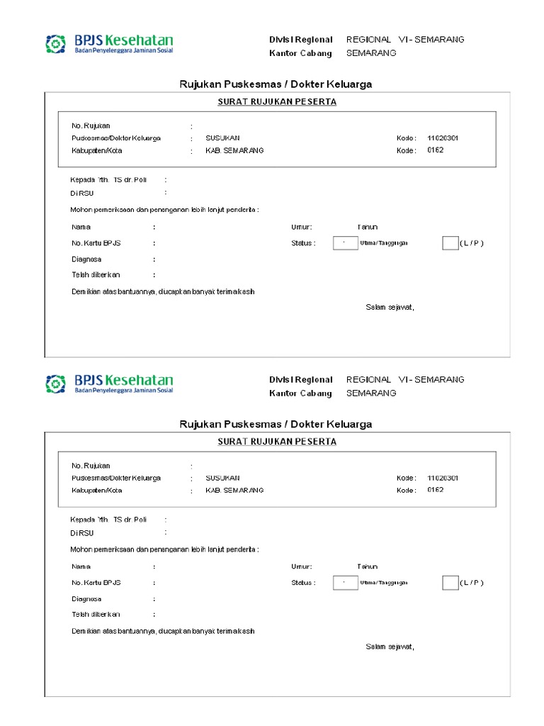 Form Rujukan BPJS | PDF