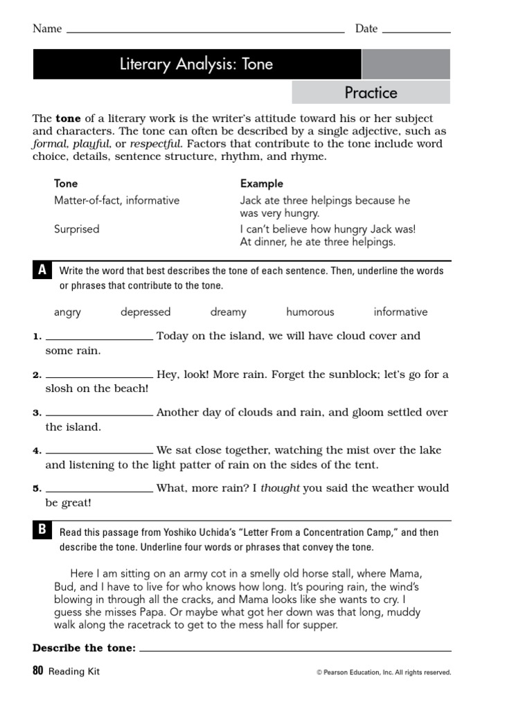 Literary Analysis: Understanding Tone | PDF | Language Arts ...