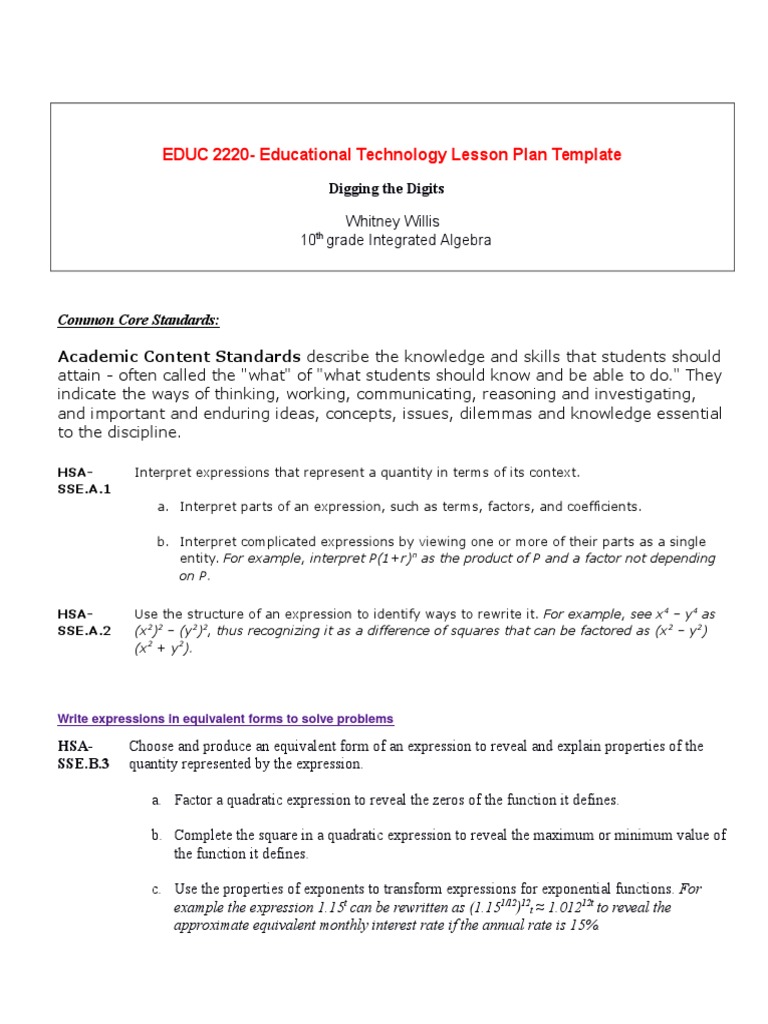 Whitney Will Is Edu Tech 2220 Lesson Plan | PDF | Web Application | World Wide Web