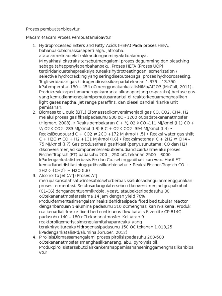 Proses Pembuatan Bioavtur | PDF | Memasak, Makanan, & Anggur ...