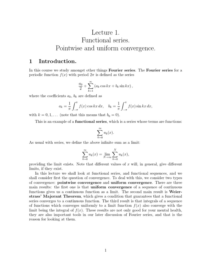 Functional Series. Pointwise and Uniform Convergence | Download Free ...