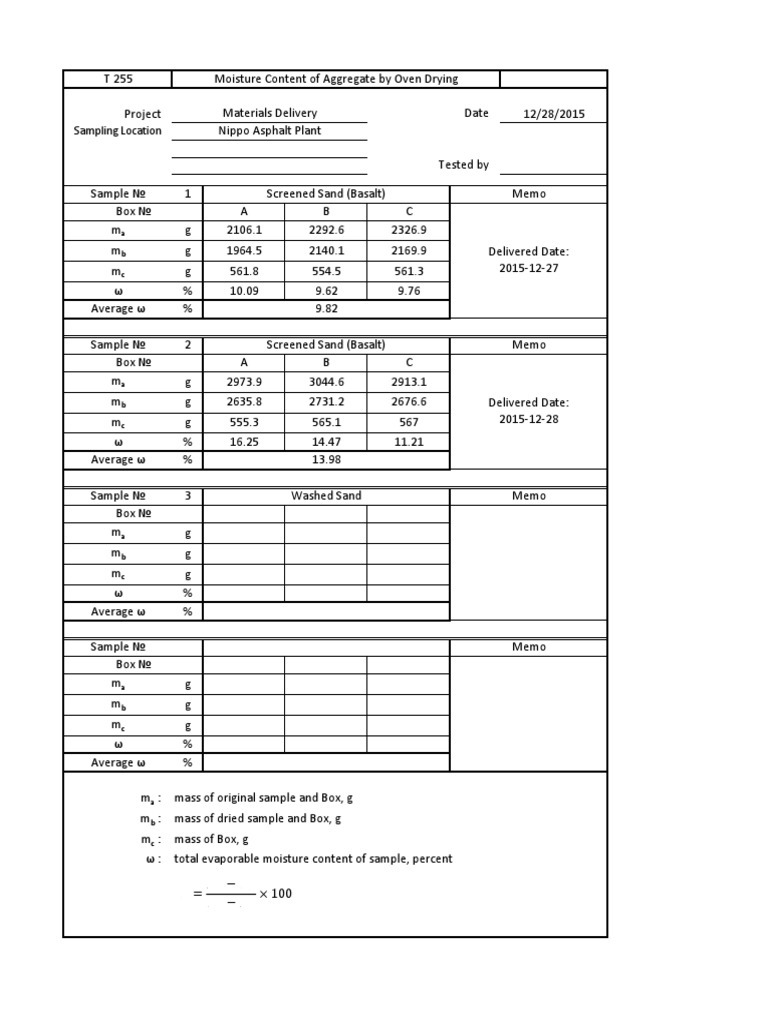 Moisture Content Analysis of Aggregates | PDF | Technology & Engineering