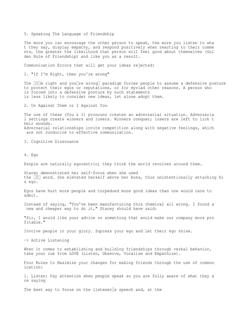 The Like Switch Notes | PDF | Nonverbal Communication | Empathy