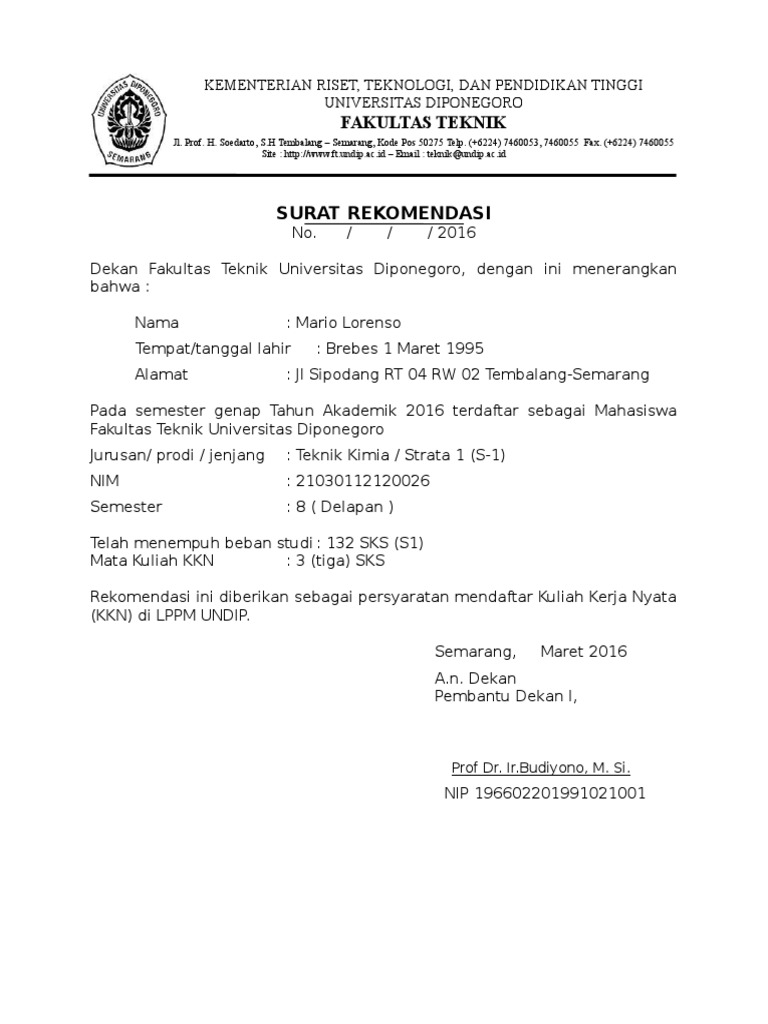 Contoh Surat Rekomendasi Korwil - Delinewstv