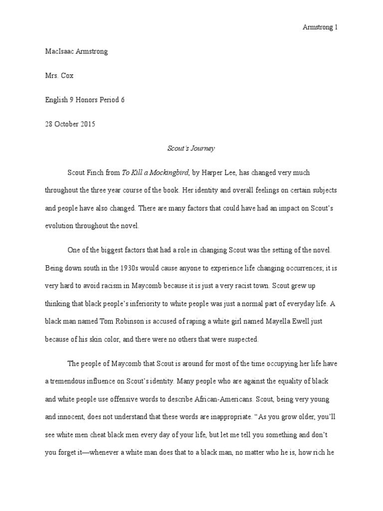 Scout Finch's Character Evolution | PDF | To Kill A Mockingbird | Society