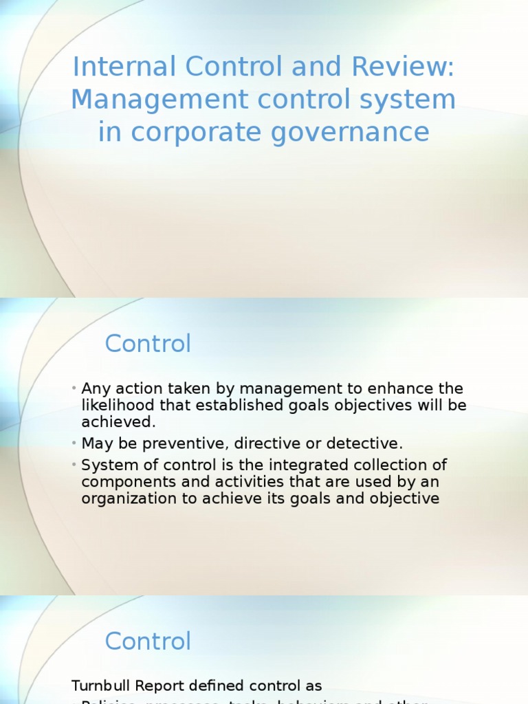 Internal Control Systems in Governance | PDF | Internal Control | Risk ...