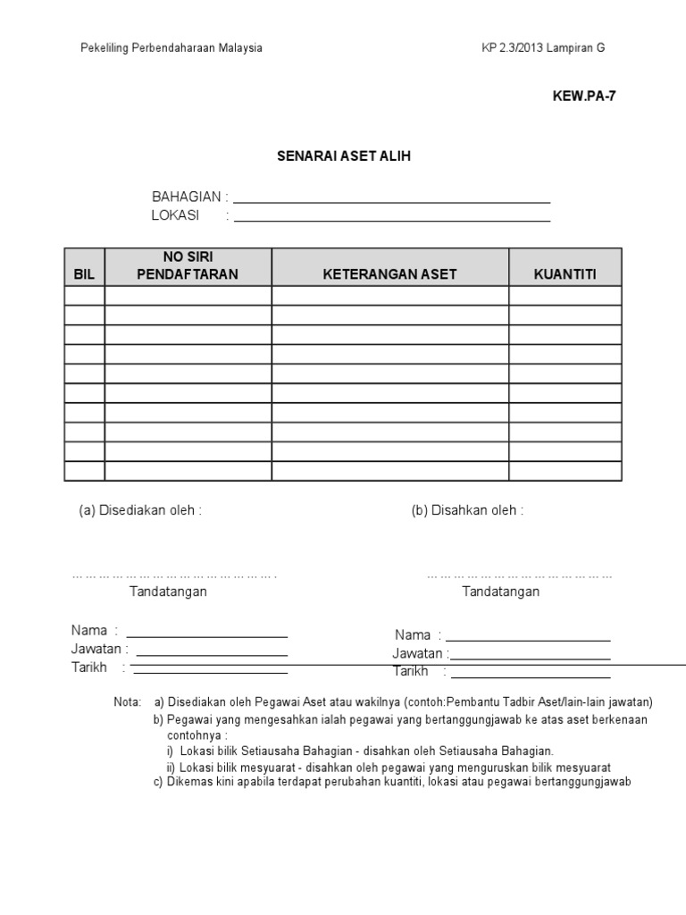 Borang KEW - PA-7 | PDF