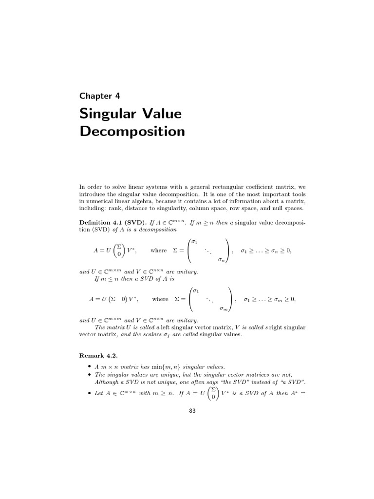 Decomposition of a Matrix into a Sum of Rank-One Outer Products Using its Singular Value ...